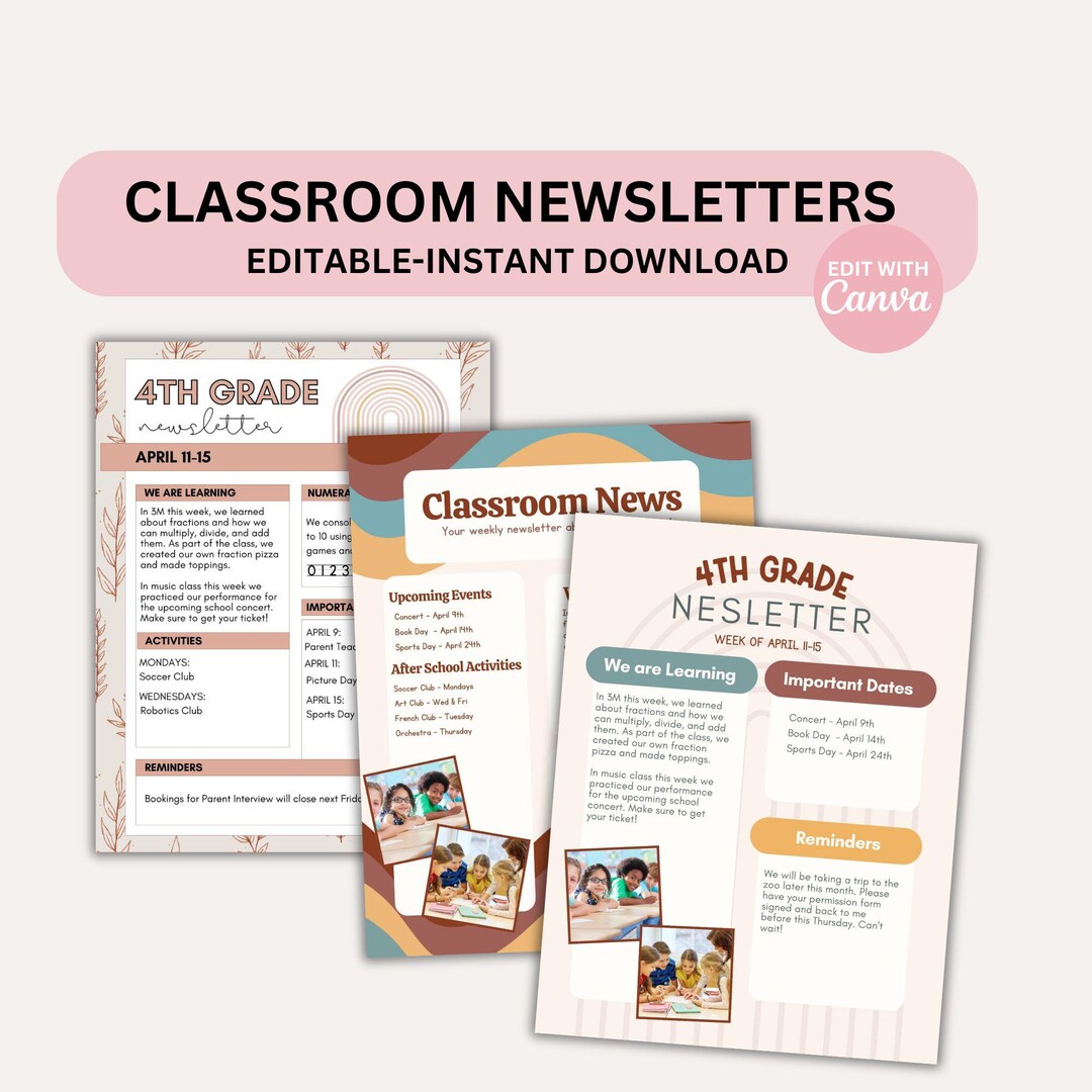 Classroom Newsletter Editable Templates Back to School Newsletter Boho ...