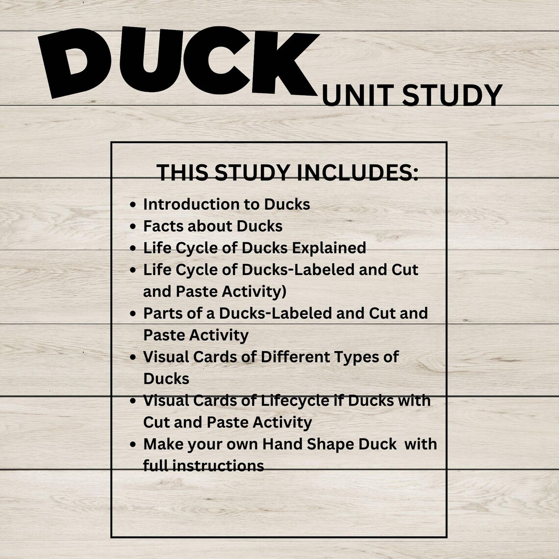 Duck Unit Study Homeschool Learning Material Charlotte Mason Preschool ...