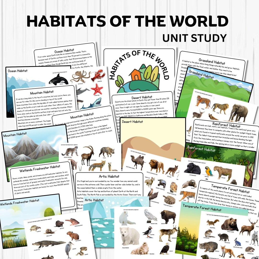 Habitats Unit Study Printable Resources Homeschool Learning Bundle ...