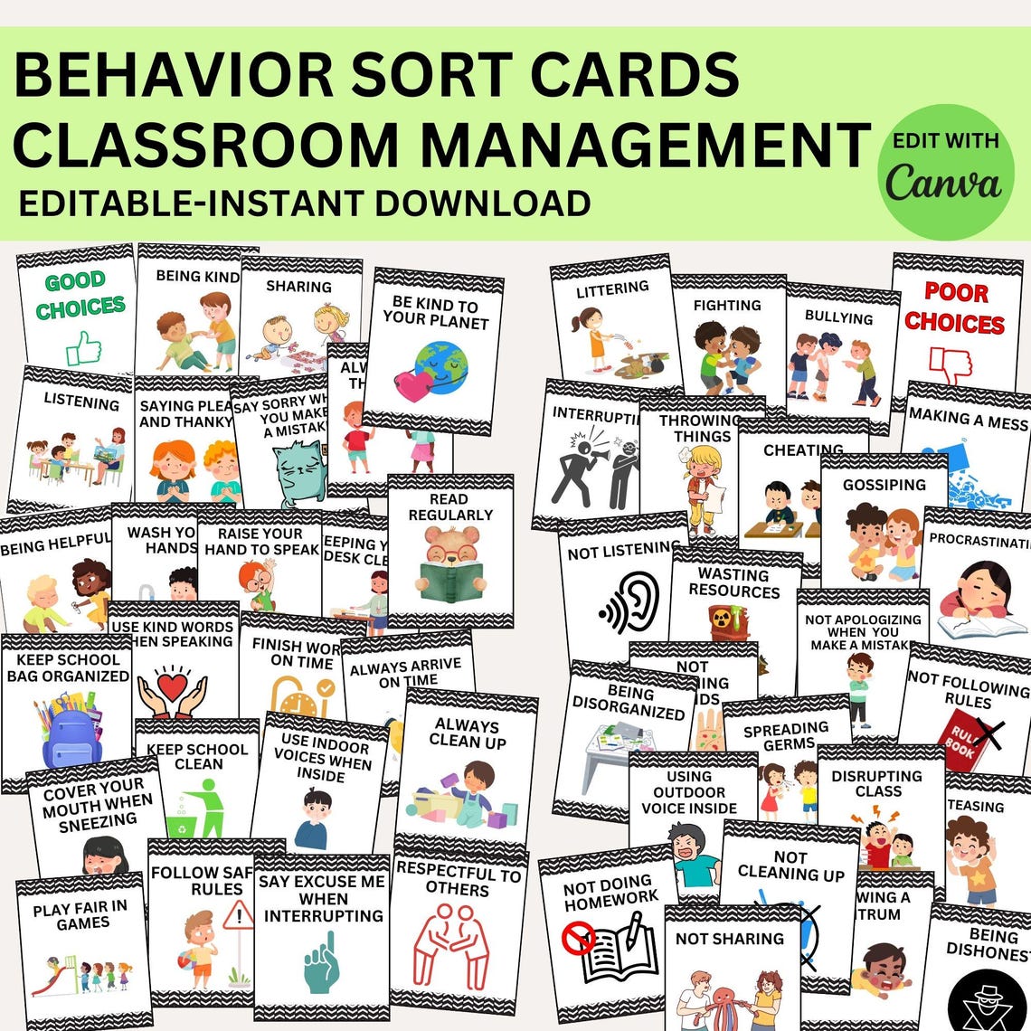 Behavior Sort Good and Bad Choices Positive and Negative Behavior ...