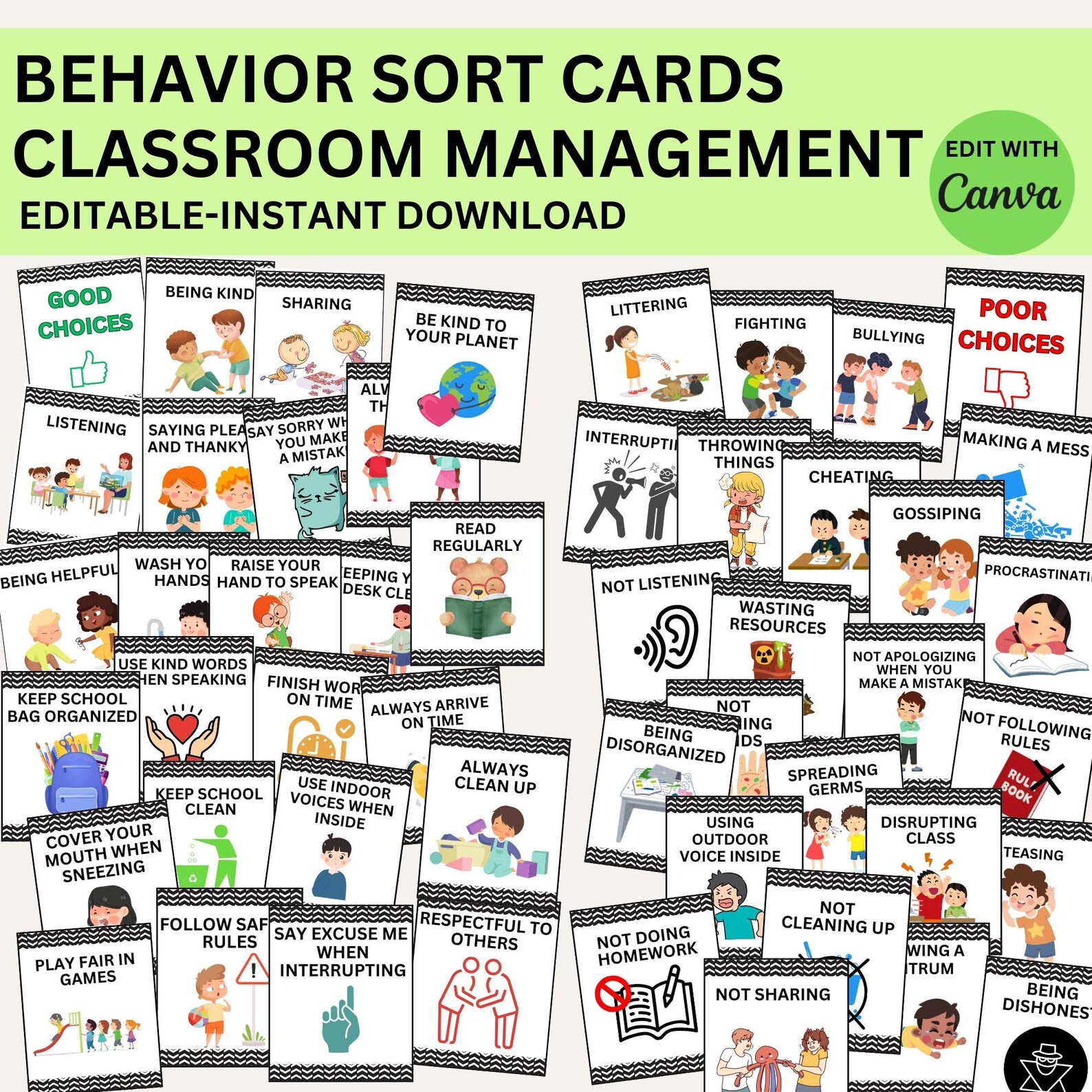 Behavior Sort Good and Bad Choices Positive and Negative Behavior ...