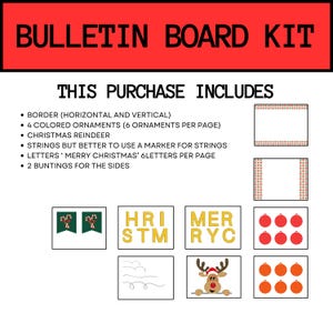 Reindeer Christmas Bulletin Board Kit: Holiday Classroom Decor Winter ...