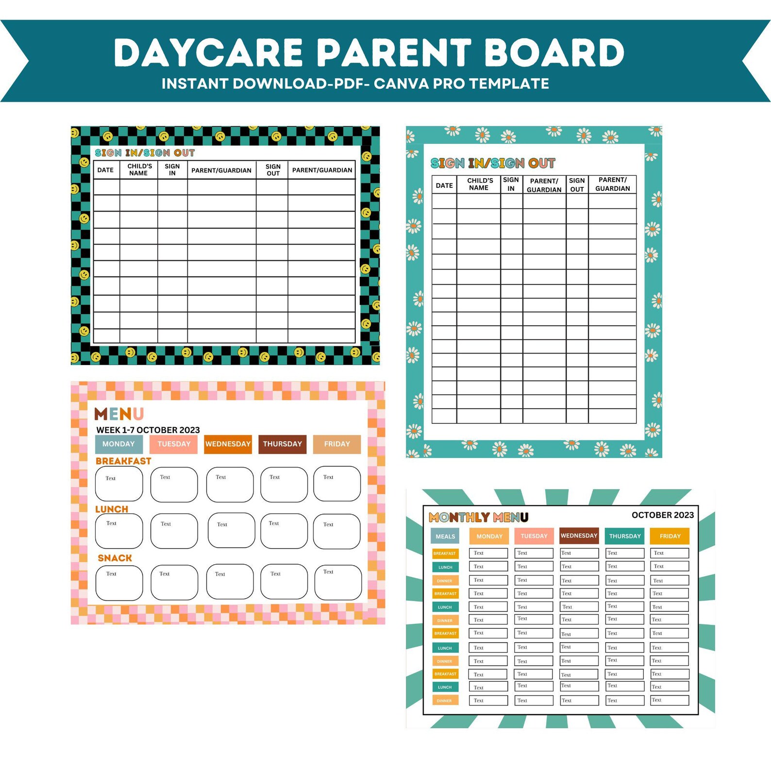 Daycare Parent Board Childcare Bulletin Board Canva Editable Template ...