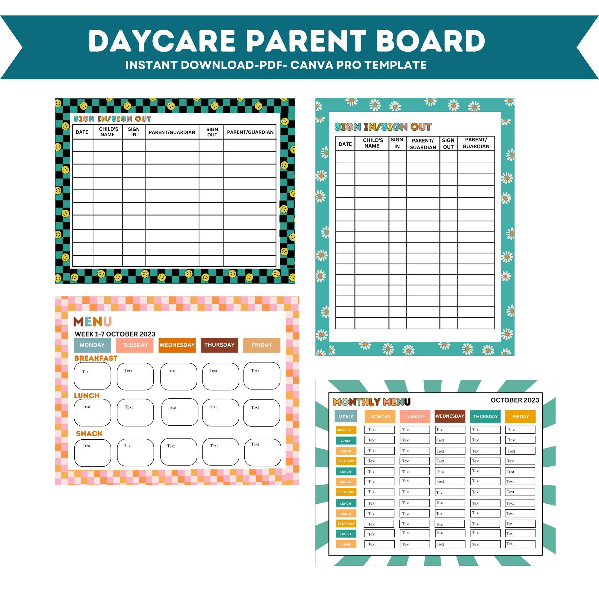 Daycare Parent Board Childcare Bulletin Board Canva Editable Template ...