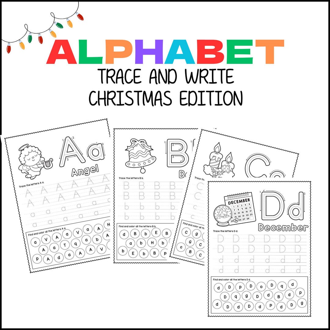 Alphabet Worksheets Printable- Christmas Tracing Coloring- Dab a Dot ...