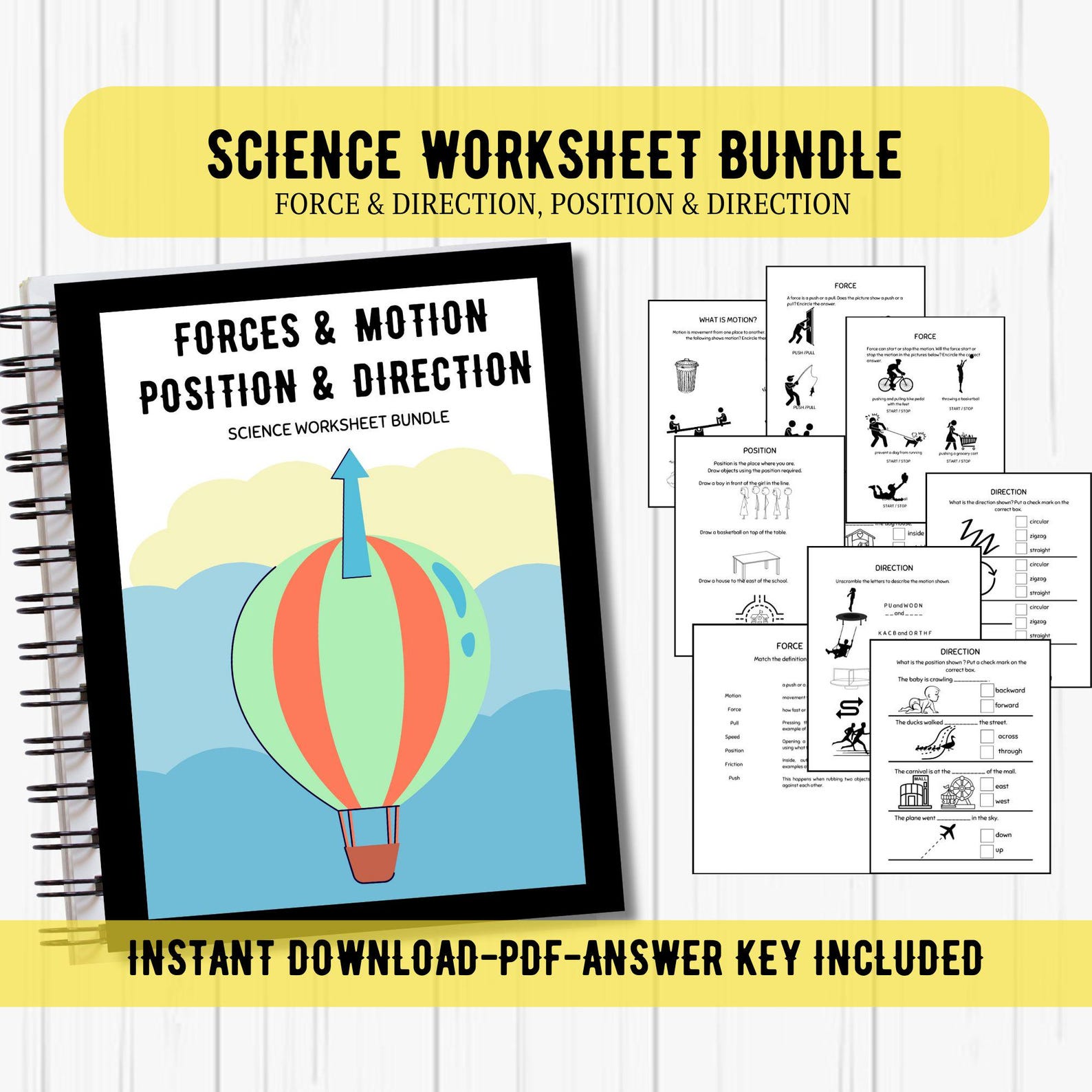 Science Force and Motion Unit Study Bundle 2nd & 3rd Grade Force and ...