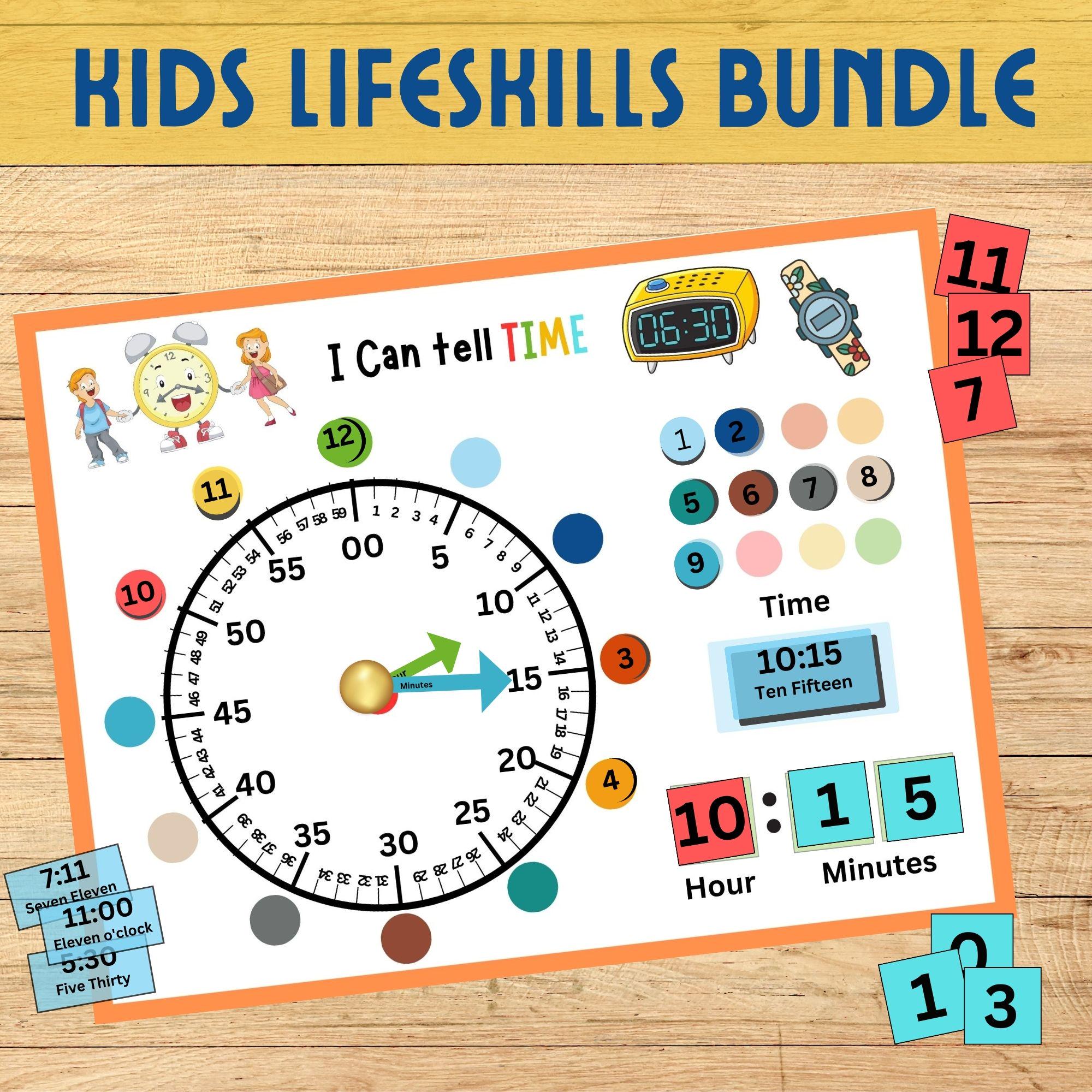Life Skills for Kids Printable Bundle Learn to Tell Time Phone Number ...