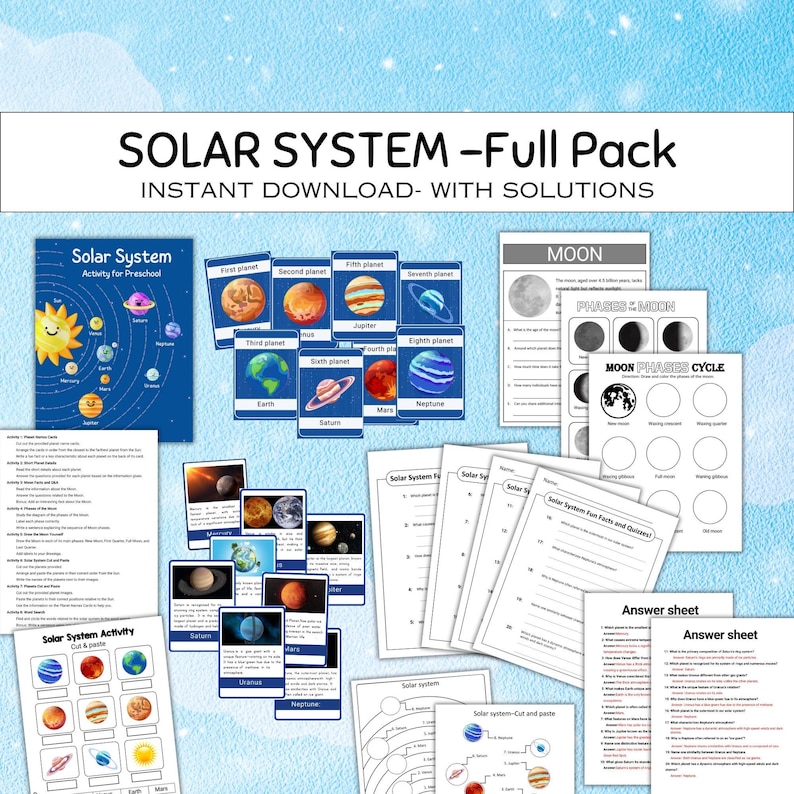 Solar System Pack Montessori Materials Educational Prints Toddler Flash ...