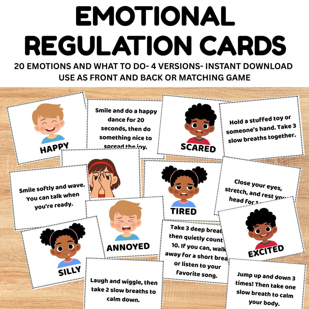 Emotional Regulation Cards for Kids- Anxiety Coping Strategies- Self ...
