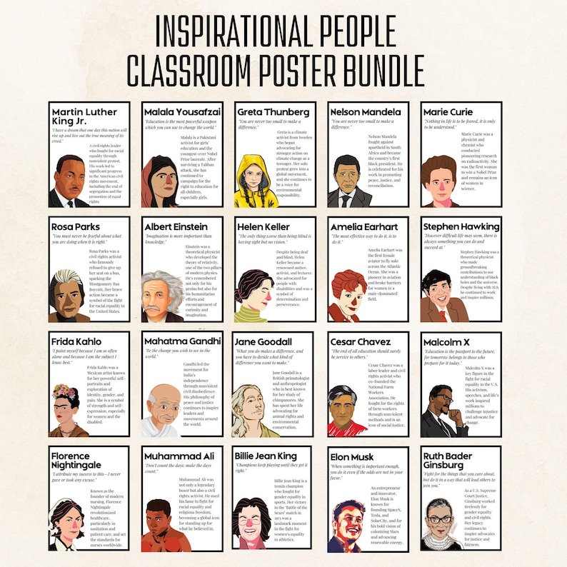 Inspirational People Poster Bundle Diversity Positive Quotes ...