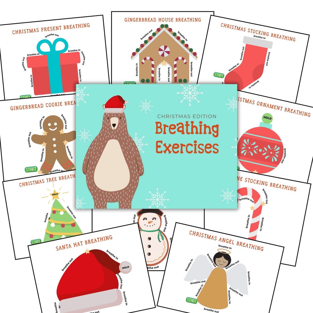 Christmas Kids Breathing Exercise Cards: Anxiety Relief, Mindfulness ...