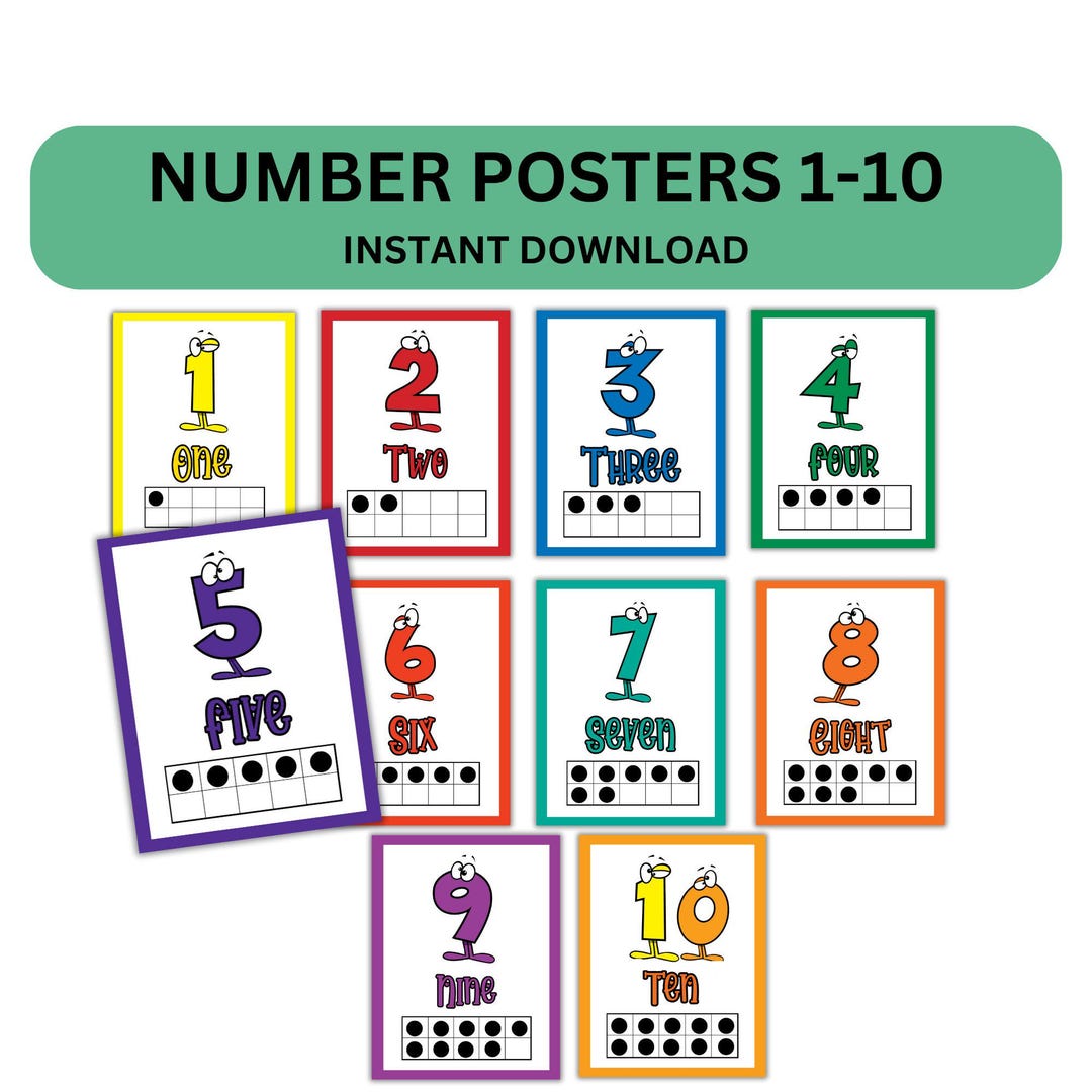 Number Posters Classroom 0-10 Class Posters Education Flash Cards ...