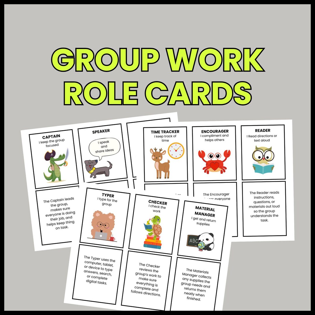 Group Work Role Cards Classroom Jobs for Small Groups Student ...