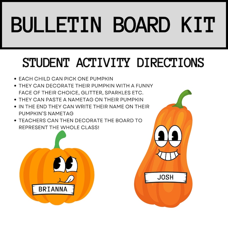 Pumpkin Patch Bulletin Board Kit and Pumpkin Student Activity Fall ...