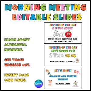Editable Morning Meeting Slides for Preschool and Elementary | Daily ...