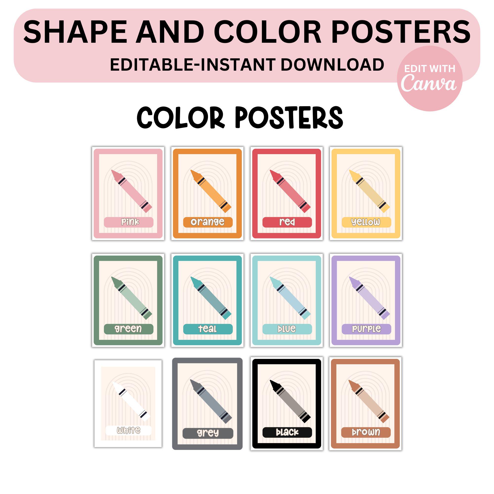 Classroom Shapes and Colors Printable Display Editable in Canva Modern ...