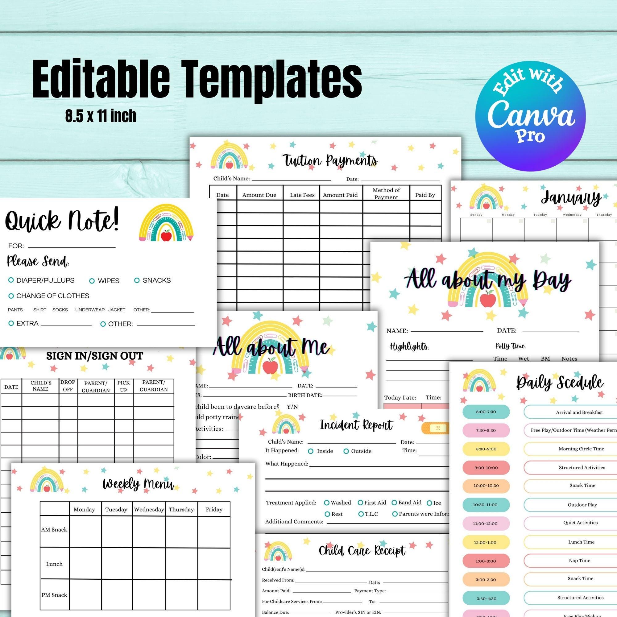 Daycare Forms Bundle Starter Kit Childcare Forms in Home Daycare ...
