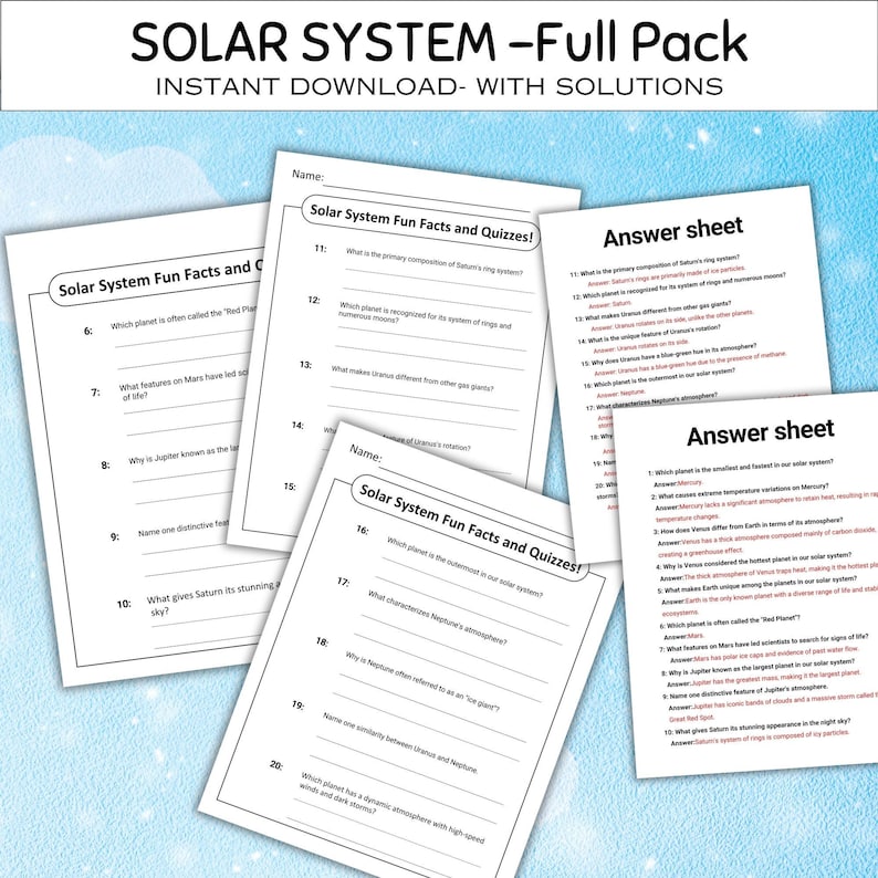 Solar System Pack Montessori Materials Educational Prints Toddler Flash ...