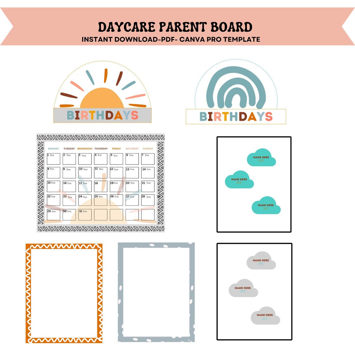 Daycare Parent Board Childcare Bulletin Board Canva Editable Template ...