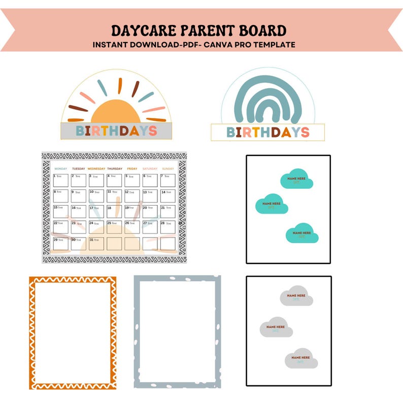 Daycare Parent Board Childcare Bulletin Board Canva Editable Template ...