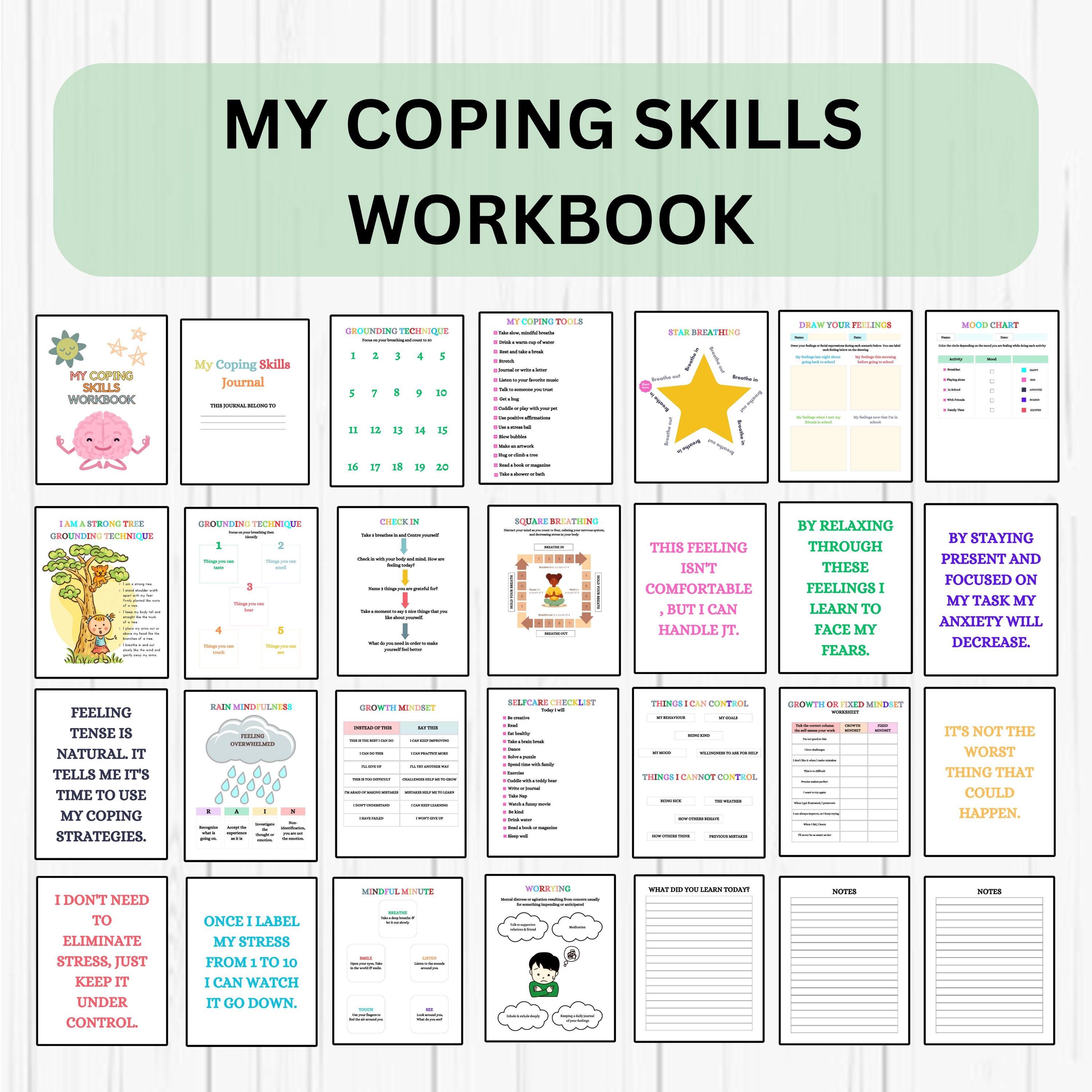 Coping Skills Kids Workbook Worksheets Calming Strategies Emotional ...