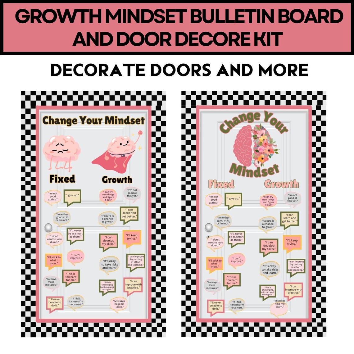 Change Your Mindset Bulletin Board Growth Mindset Pastel Classroom ...