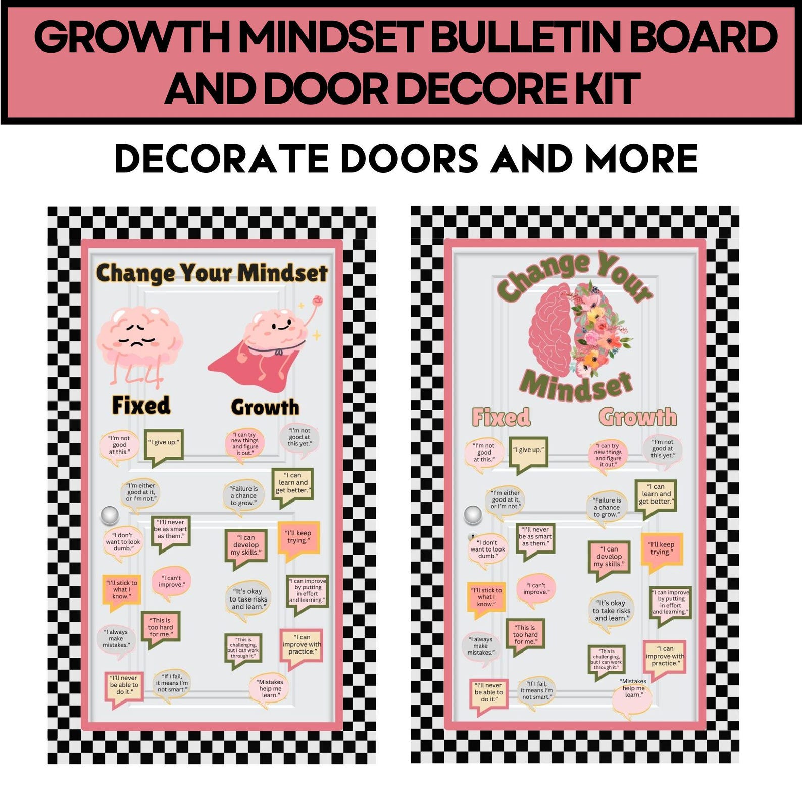 Change Your Mindset Bulletin Board Growth Mindset Pastel Classroom ...