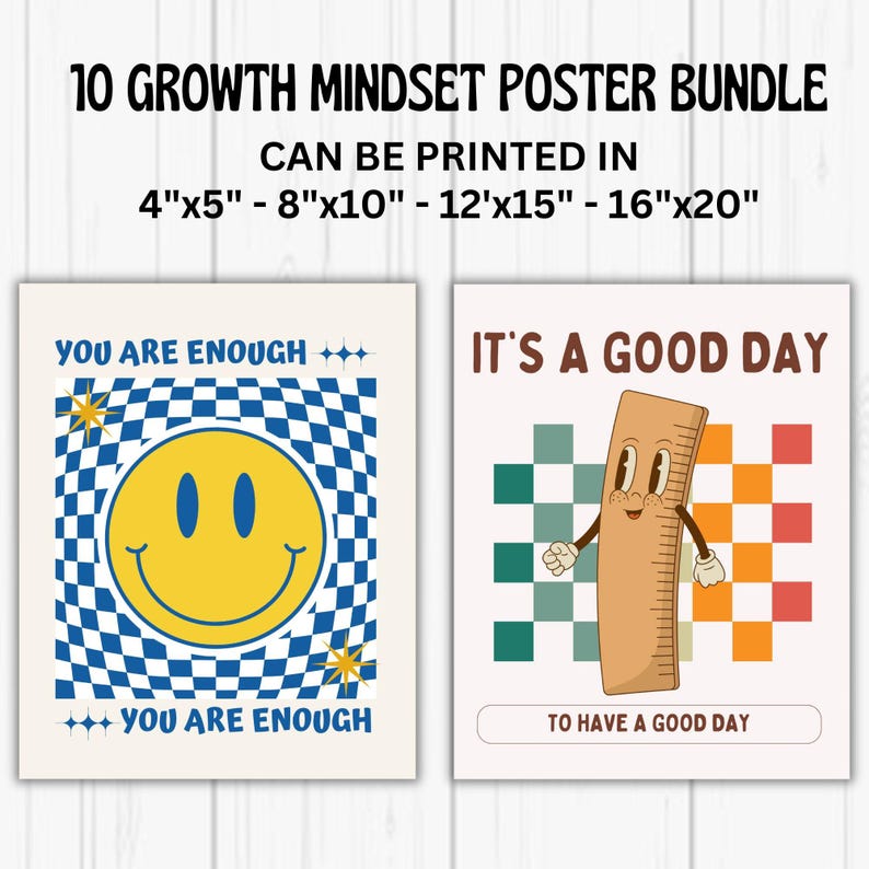 Retro Motivational Posters Groovy Classroom Decor Growth Mindset ...