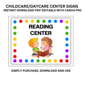 Colorful Preschool Center Signs: Daycare & Classroom Decor Printable ...