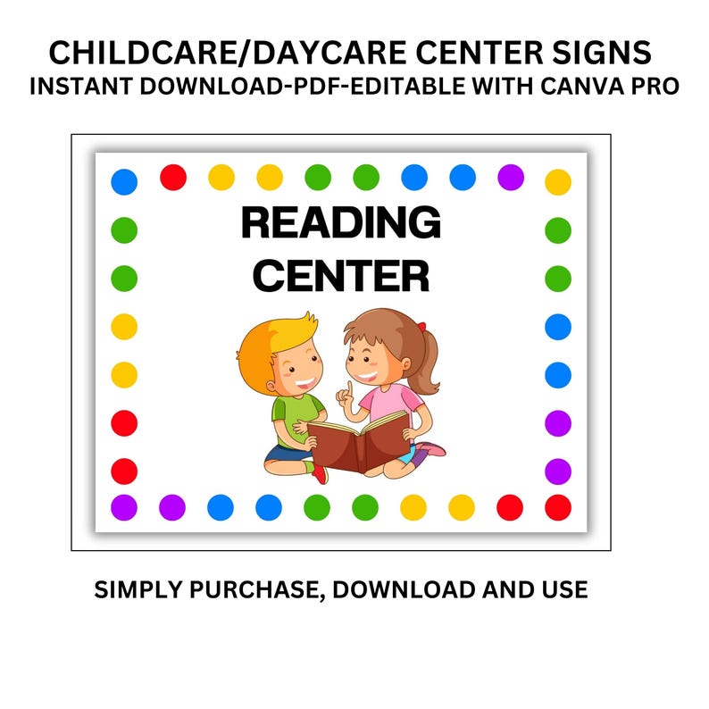 Colorful Preschool Center Signs: Daycare & Classroom Decor Printable ...