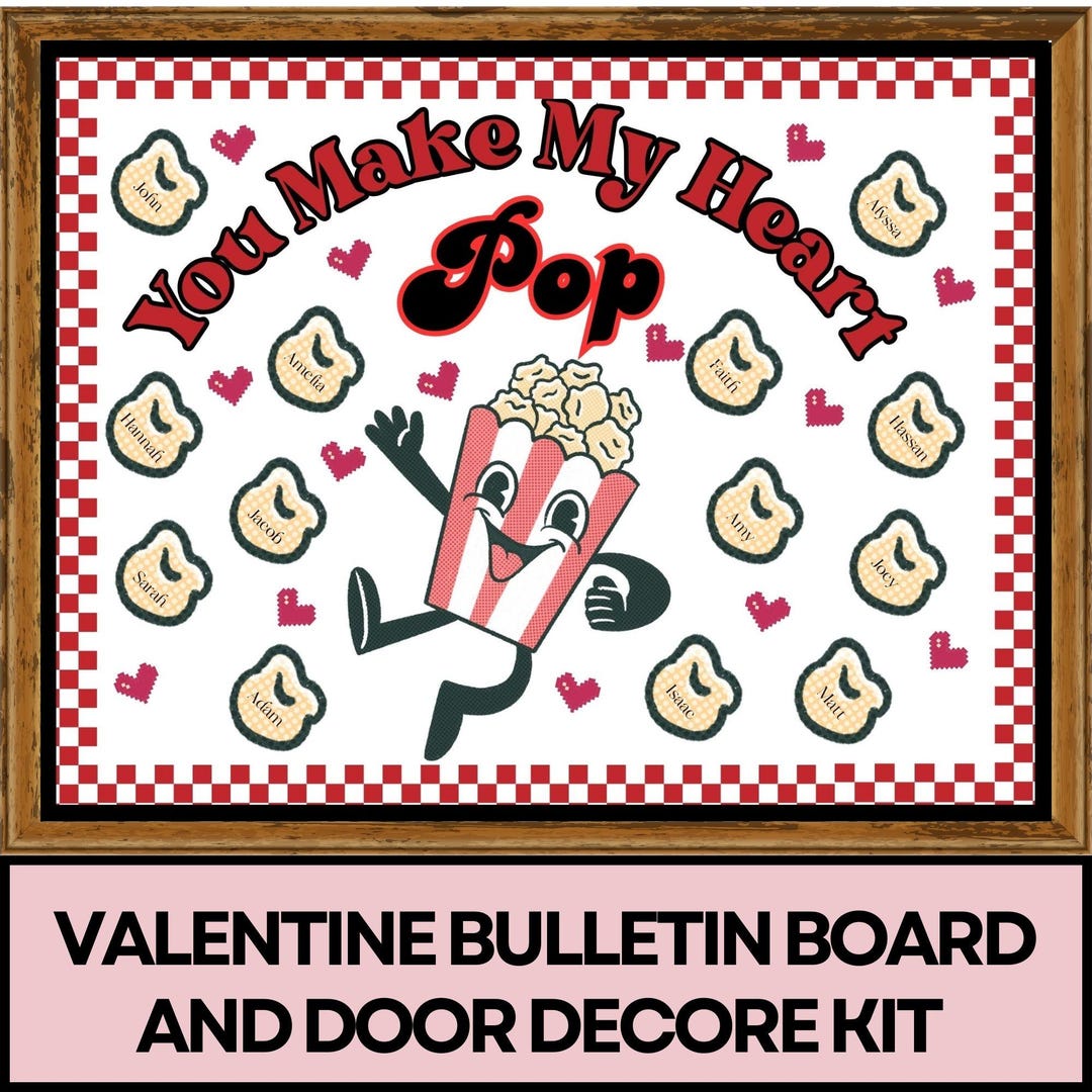 Valentines Bulletin Board Retro Bulletin Board Popcorn Bulletin Board ...