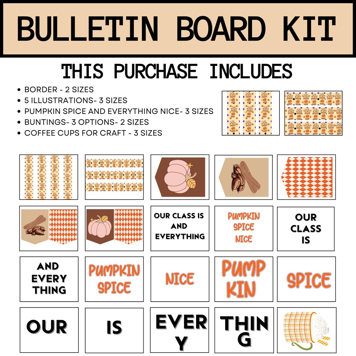 Pumpkin Spice Bulletin Board Retro Pumpkin Latte Bulletin Board Fall ...