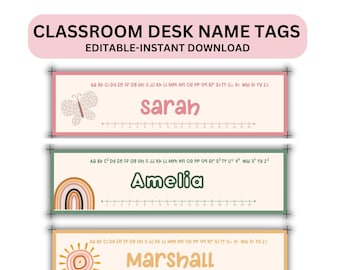 Student Desk Name Labels, Editable Classroom Printables, Student Name ...