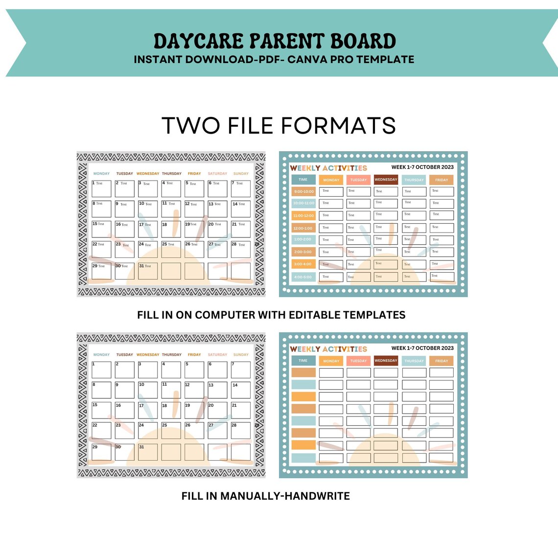 Daycare Parent Board Childcare Bulletin Board Canva Editable Template ...