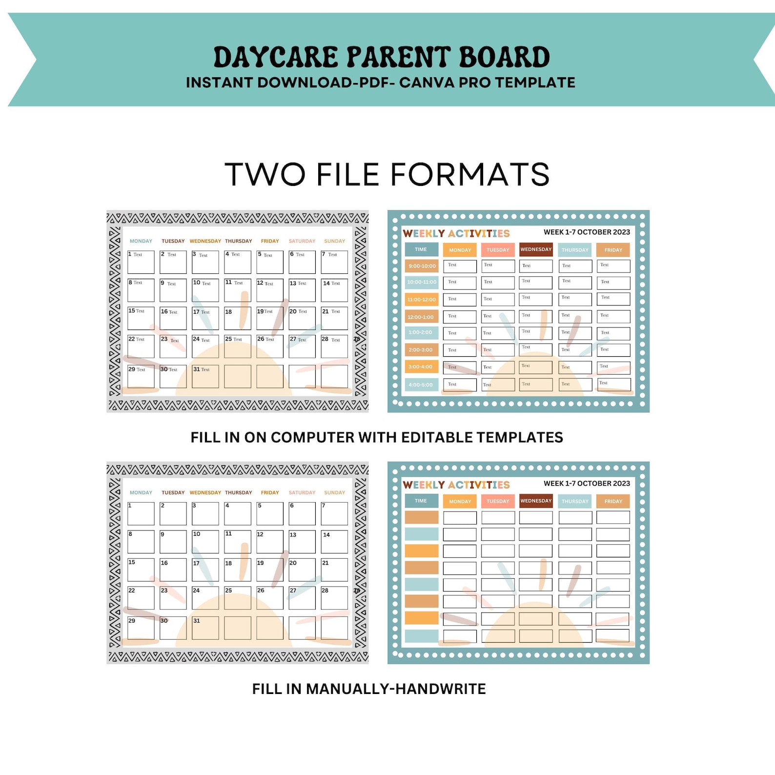 Daycare Parent Board Childcare Bulletin Board Canva Editable Template ...