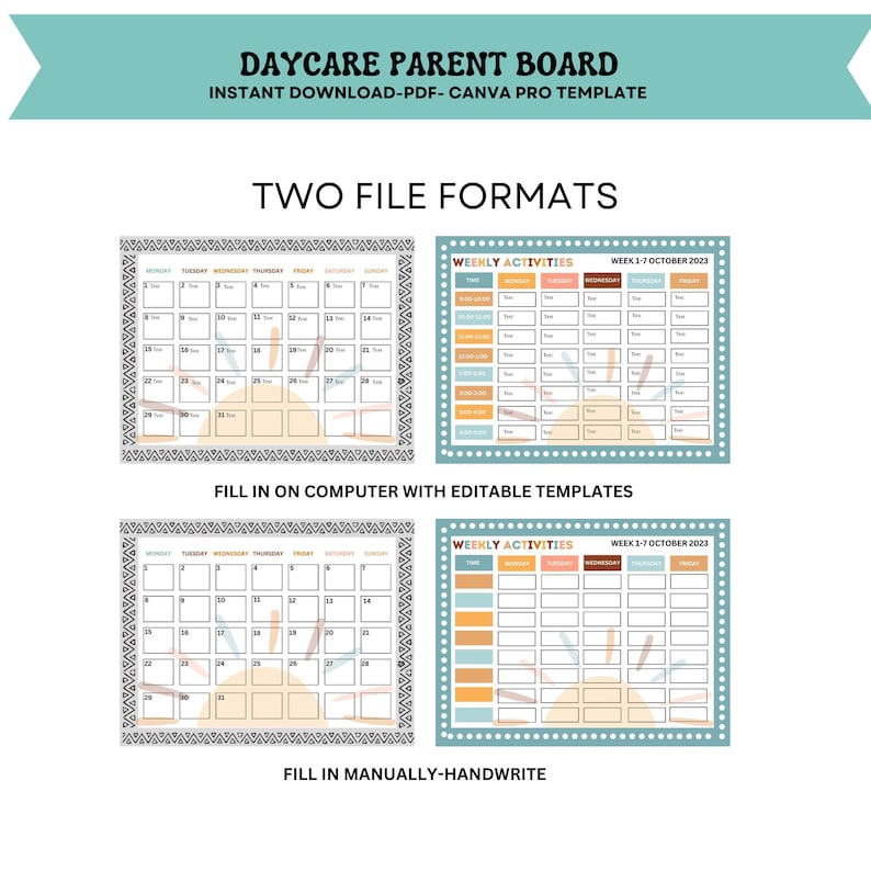 Daycare Parent Board Childcare Bulletin Board Canva Editable Template ...