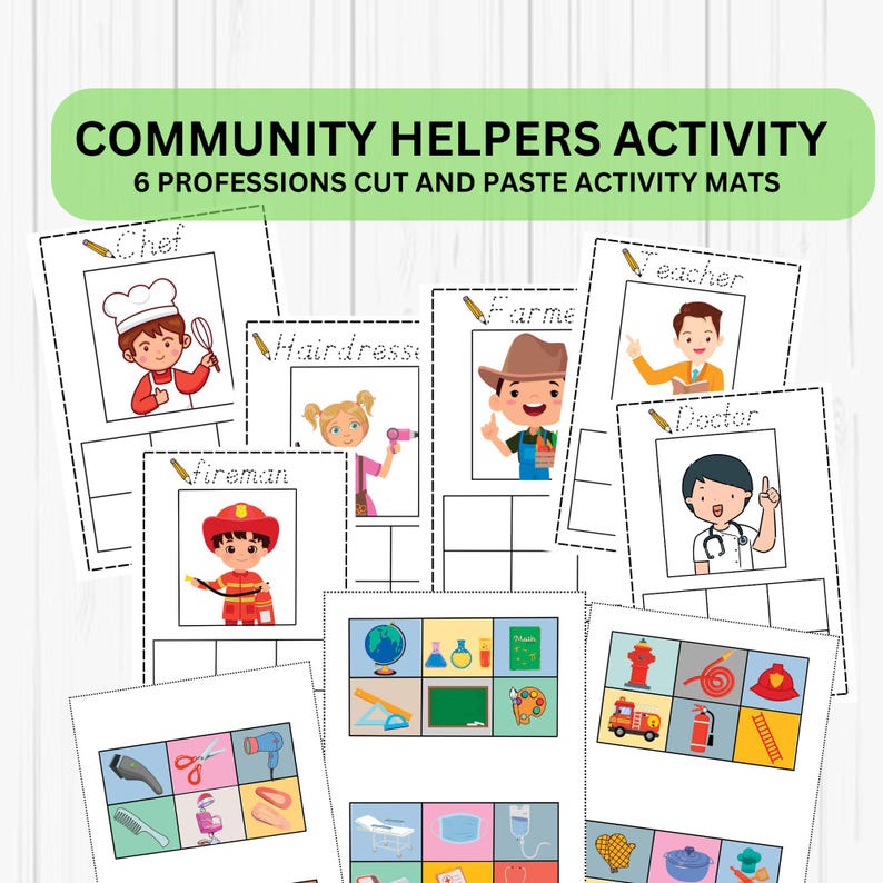 Community Helpers Preschool Sorting Mats Professions Printable Activity ...