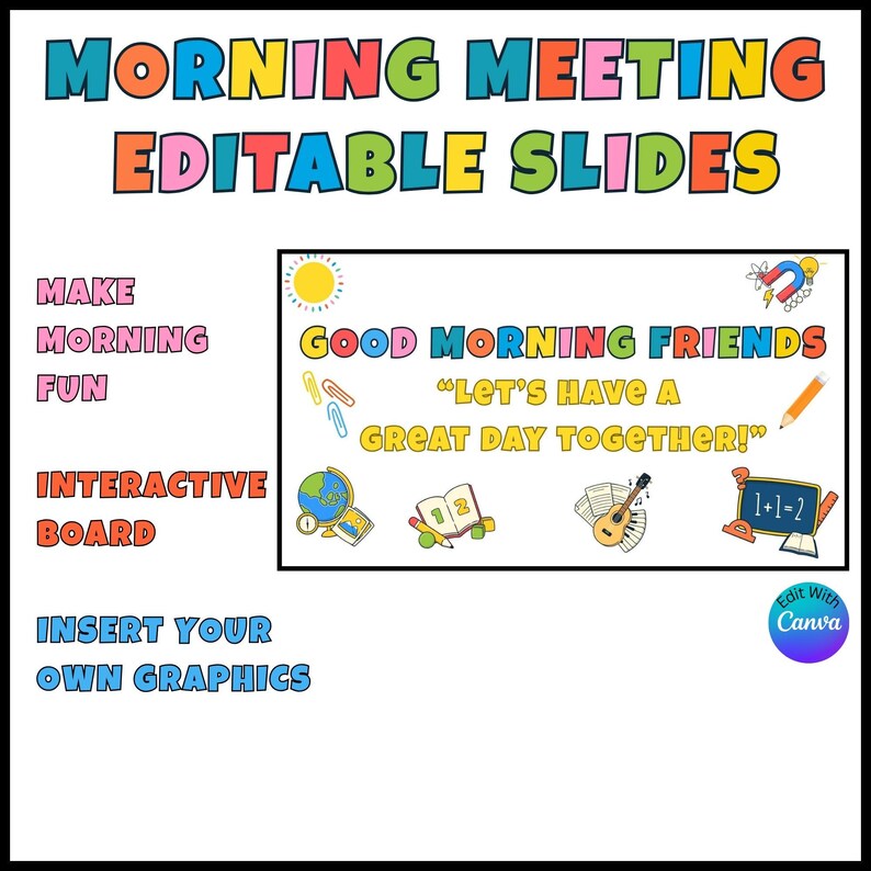 Editable Morning Meeting Slides for Preschool and Elementary | Daily ...