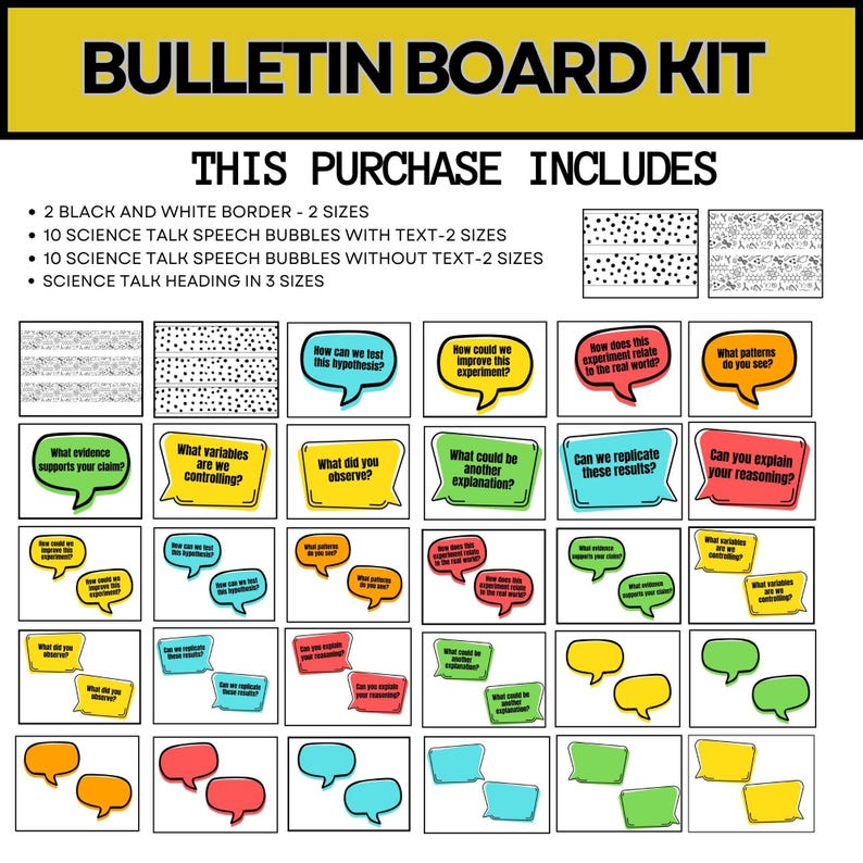 Bright Science Talk Bulletin Board Science Classroom Decor Science Door ...