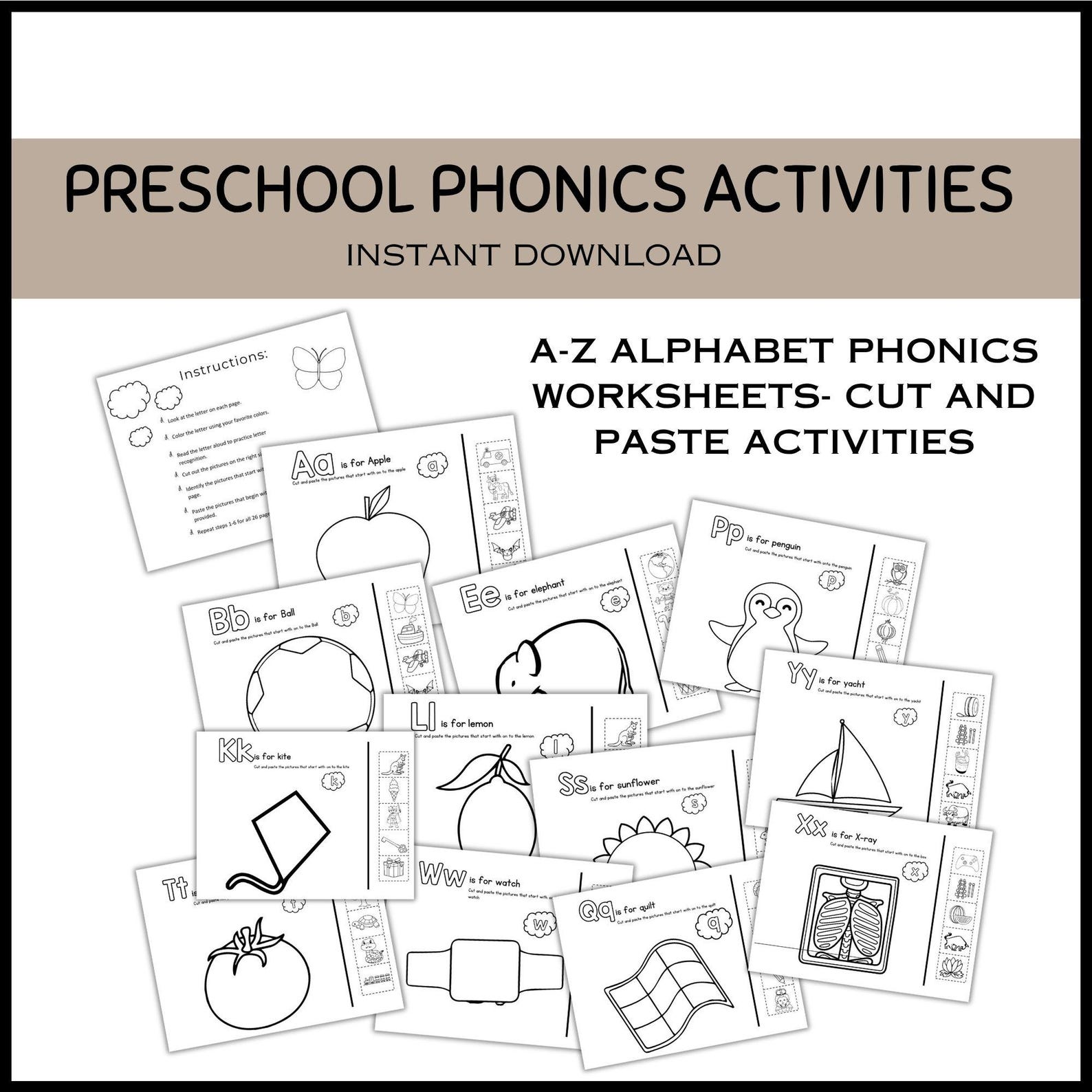 26 Printable Beginning Sounds Worksheets 1st Grade Phonics and Literacy ...