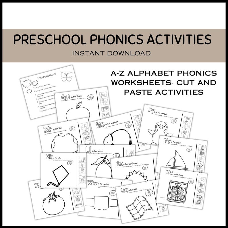 26 Printable Beginning Sounds Worksheets 1st Grade Phonics and Literacy ...