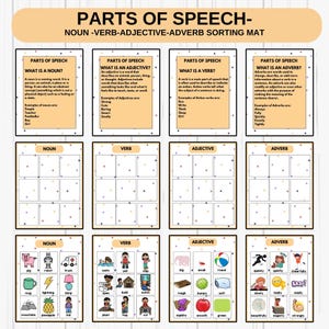 Parts of Speech Activity Printable Grammar Game Kids Language Arts ...