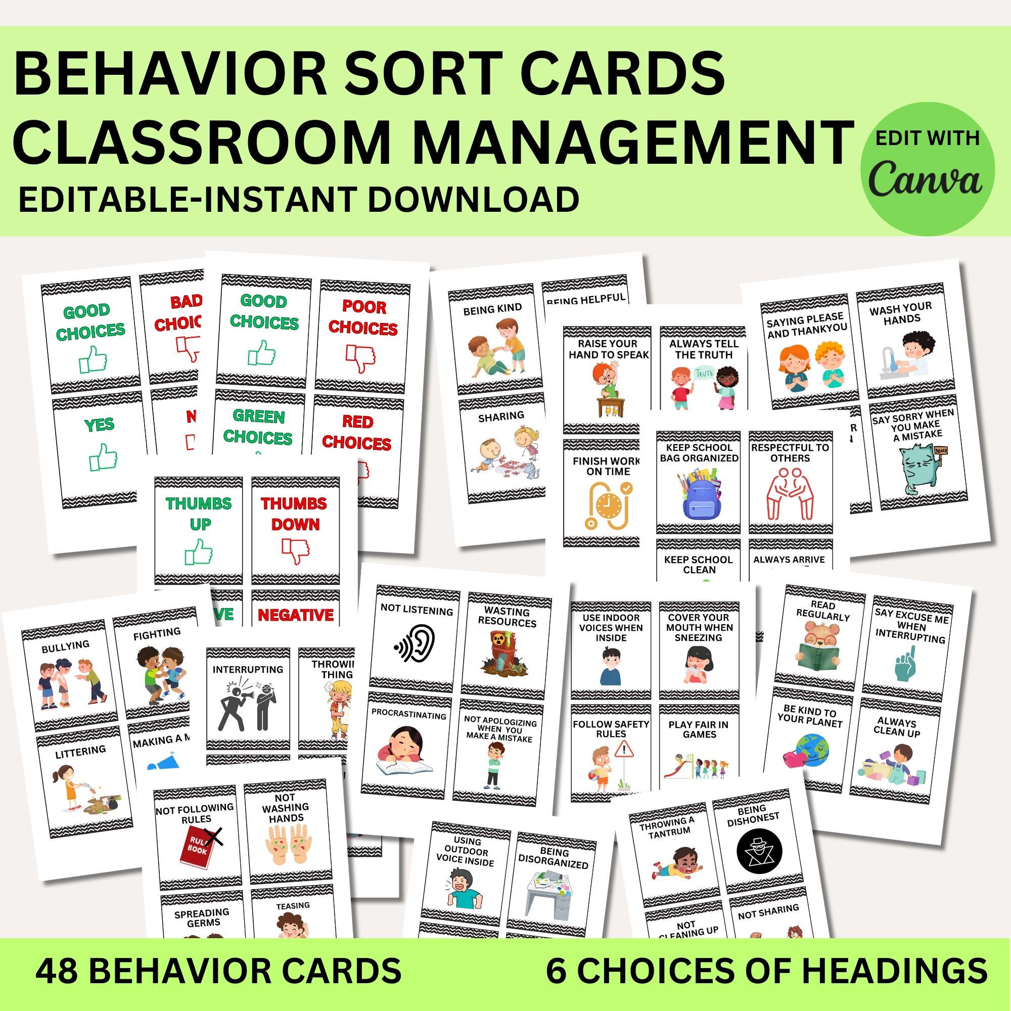 Behavior Sort Good and Bad Choices Positive and Negative Behavior ...