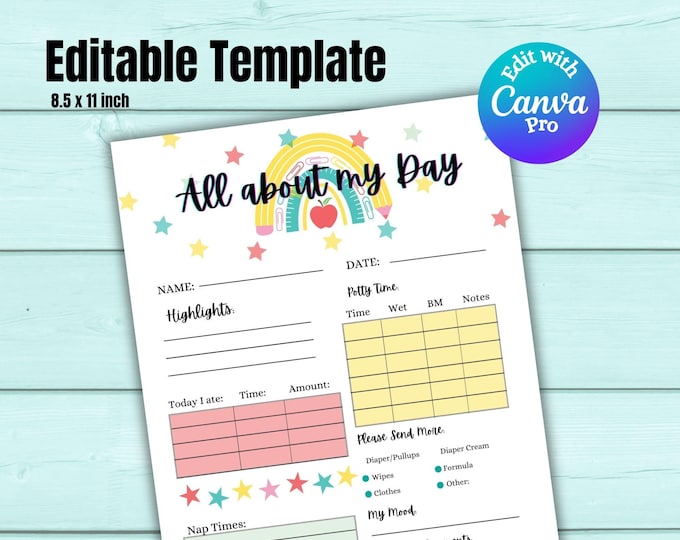 EDITABLE Daycare Daily Report Template - Headstart - Preschool ...