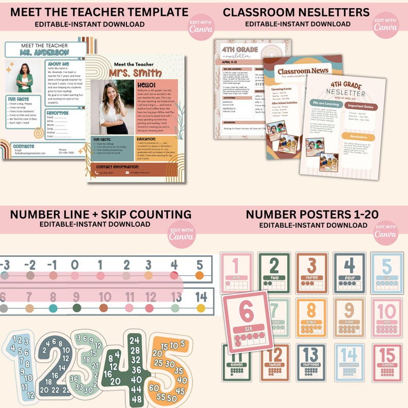 Editable Classroom Modern Boho Complete Collection Printable Bundle ...