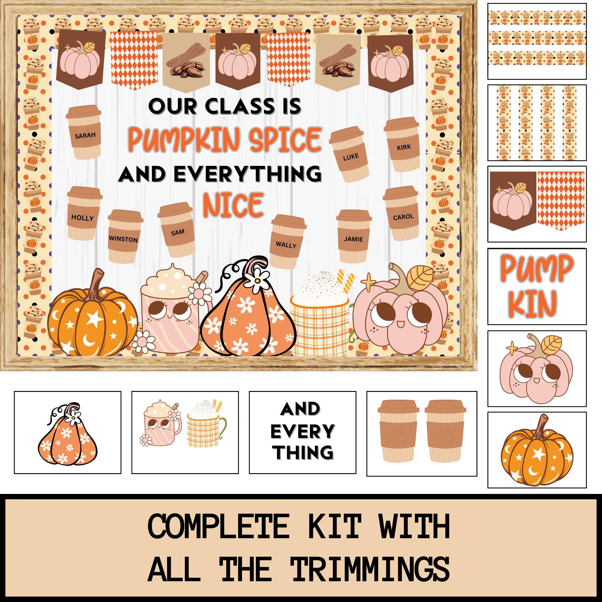 Pumpkin Spice Bulletin Board Retro Pumpkin Latte Bulletin Board Fall ...