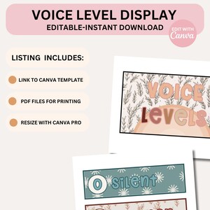 Voice Level Chart Classroom Printable Display Editable in Canva Boho ...