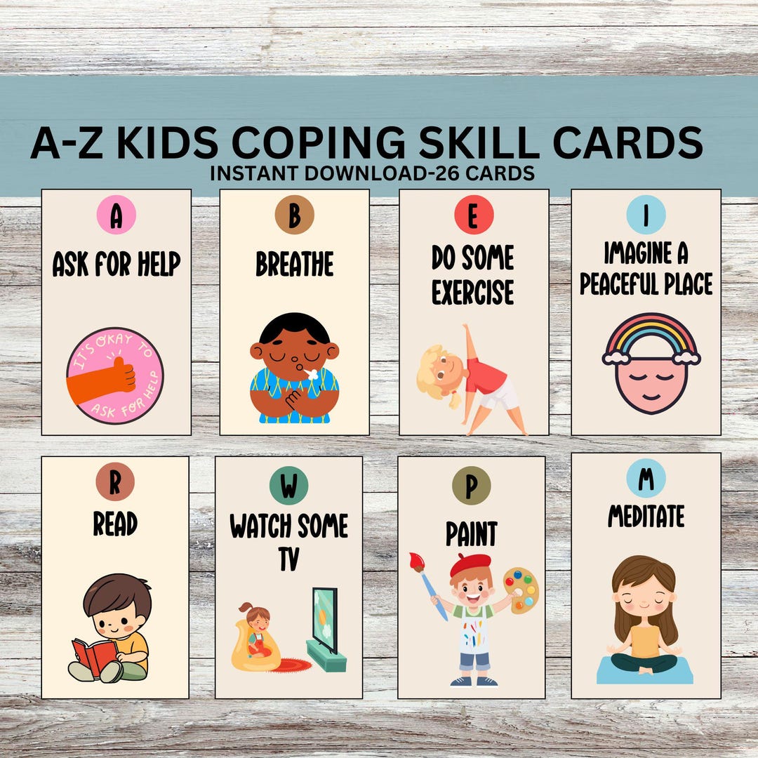 Coping Skill Flashcard Kid Calming Corner Cards Emotional Regulation ...