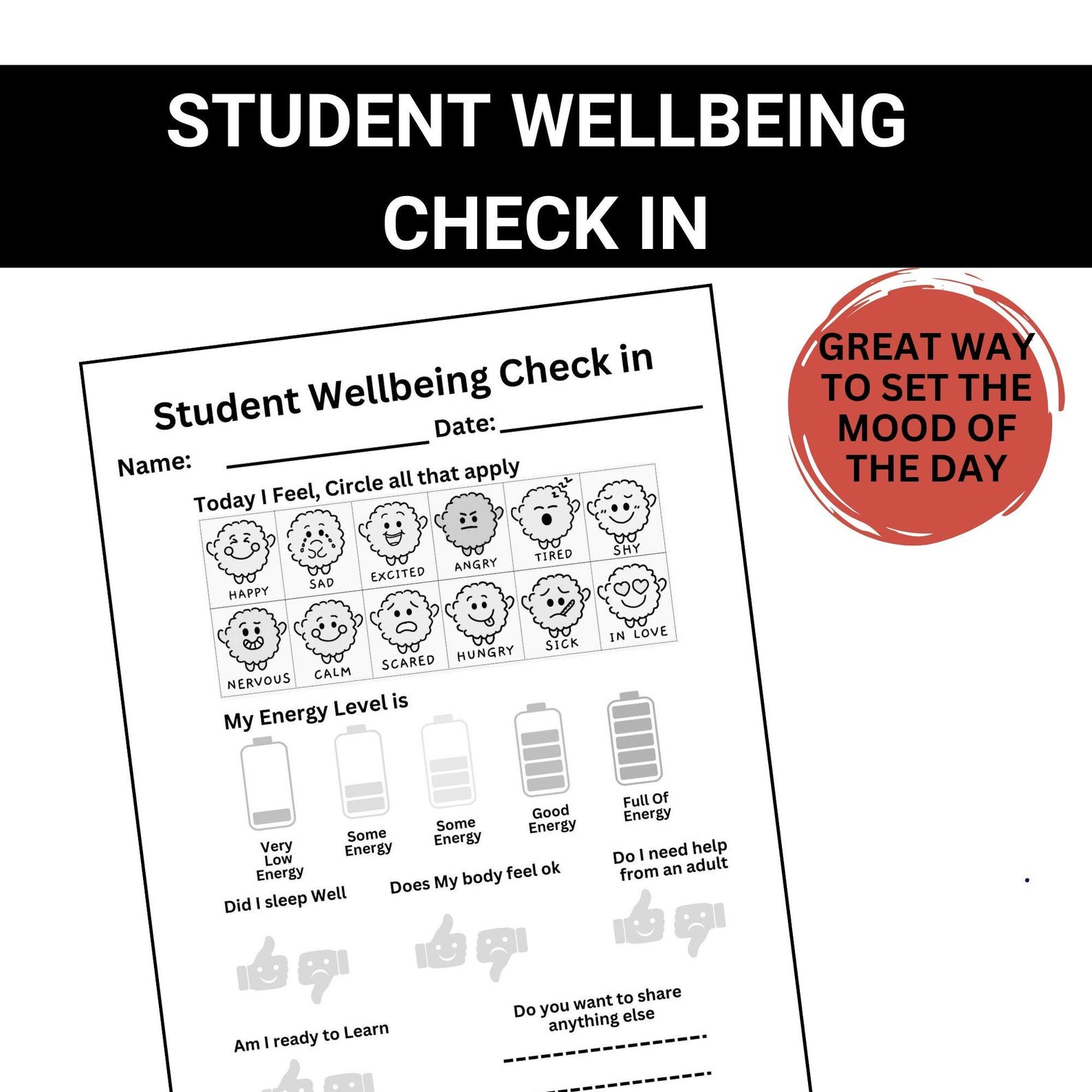 Student Wellness Check-in Daily Student Check-in Wellbeing Check-in ...