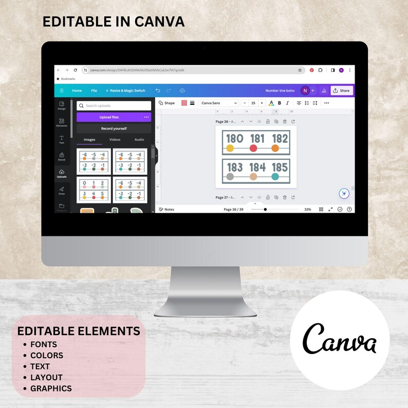 Classroom Number Line and Skip Counting Number Posters Editable in ...